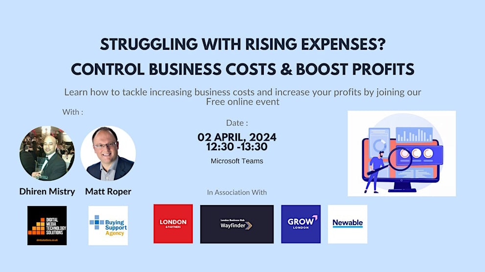 Struggling with rising expenses? Control business costs and boost profits, Tuesday 2nd Apr 2024 ...